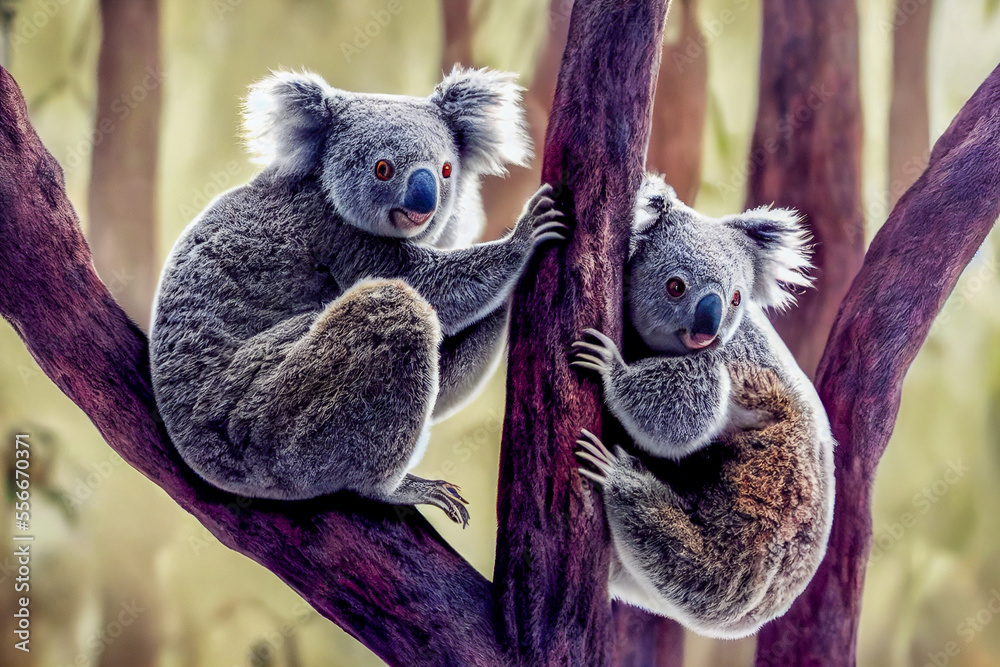 koala in a tree, Generative AI Art Illustration Stock Illustration ...