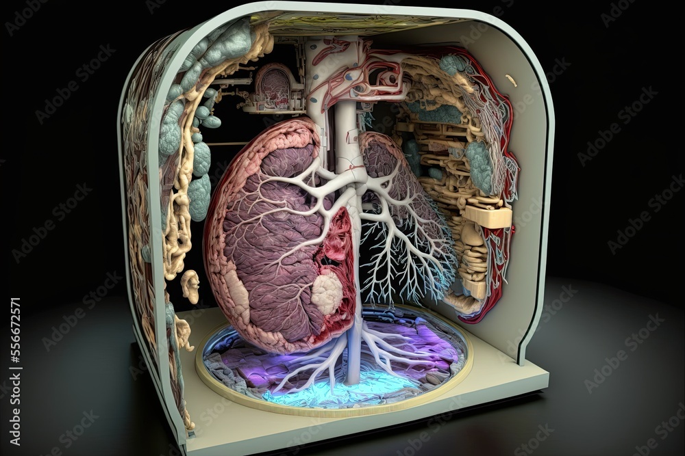 Sci-fi and cyborg human organ isolated on black background. technologic ...