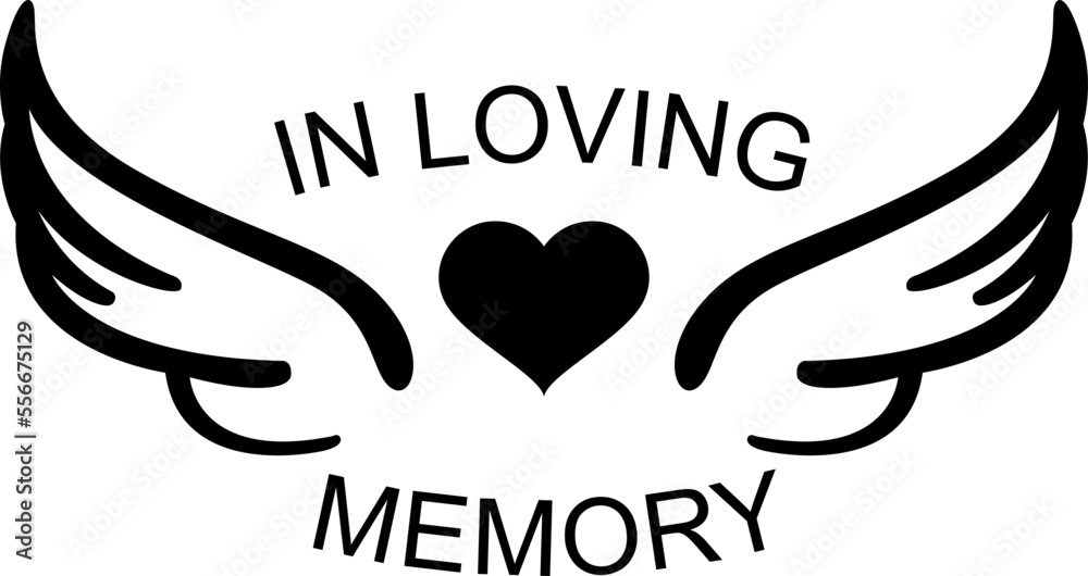 Vecteur Stock In Loving Memory Heart Angel Wings Cutfile, cricut ...