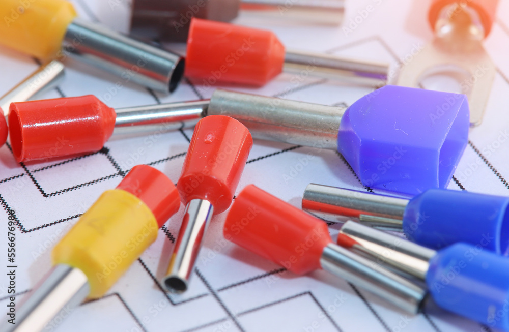 Metal connectors for connecting copper coaxial cable. On the electrical ...