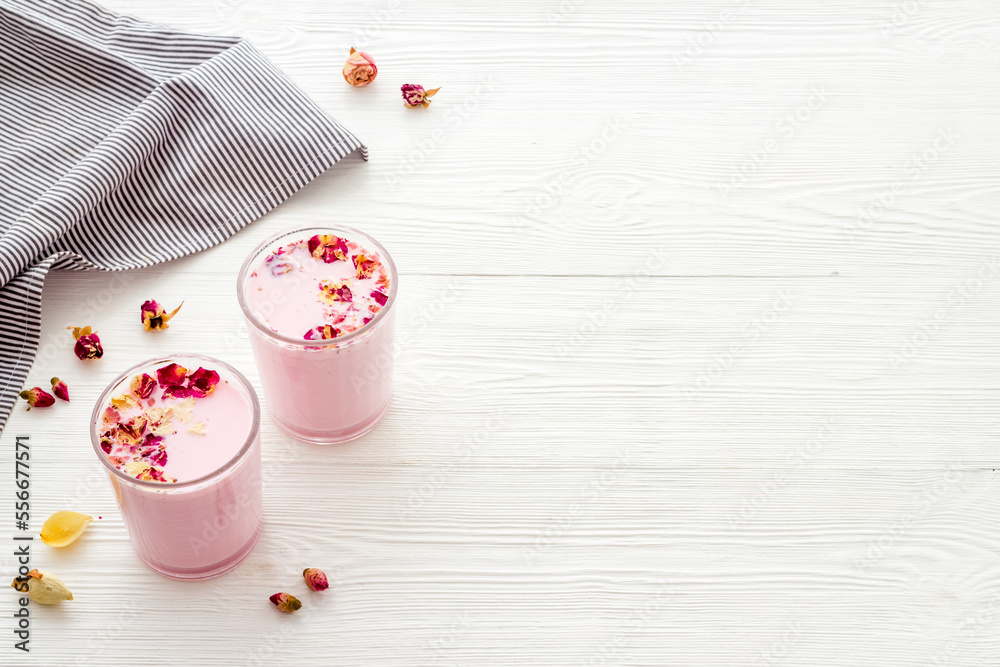 Red velvet matcha latte tea or coffee. Cold healthy drink Stock Photo ...