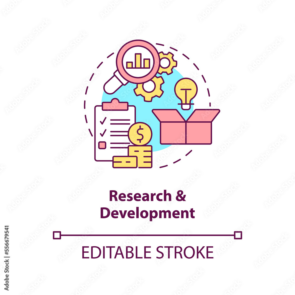 Research and development concept icon. Benefit of mergers abstract idea ...