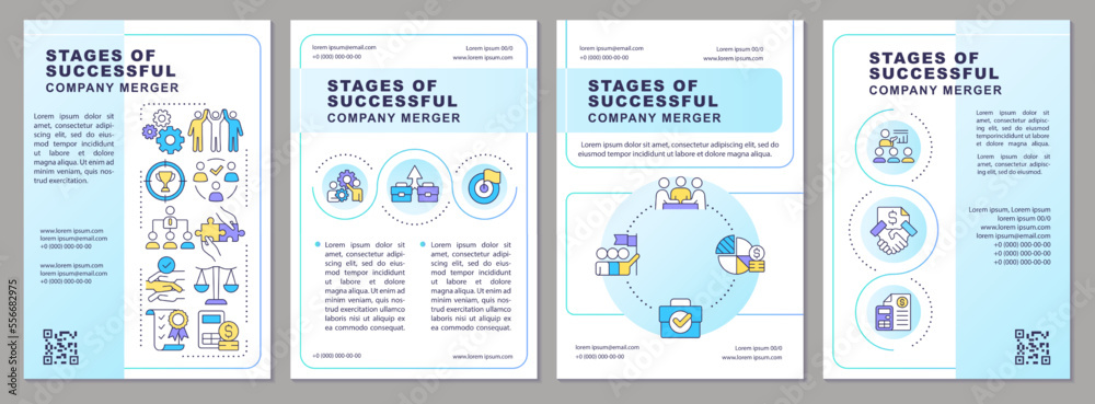Stages of effective business merger blue gradient brochure template ...