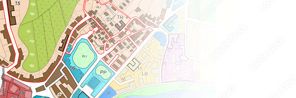 Imaginary General Urban Plan concept. Zoning regulations with zoning ...