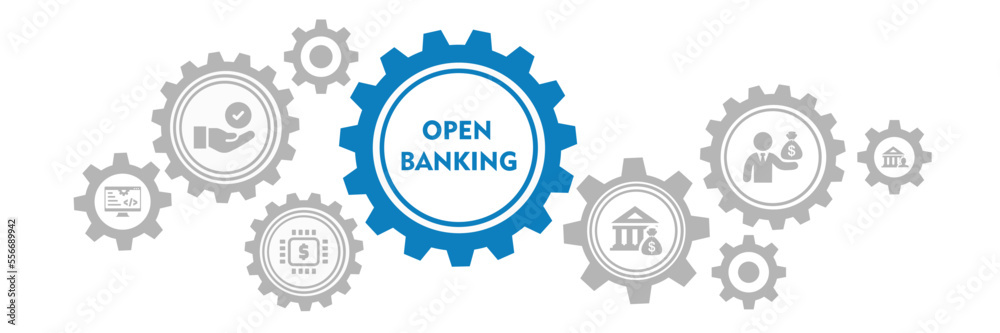 Open banking banner web icon vector illustration concept for financial ...