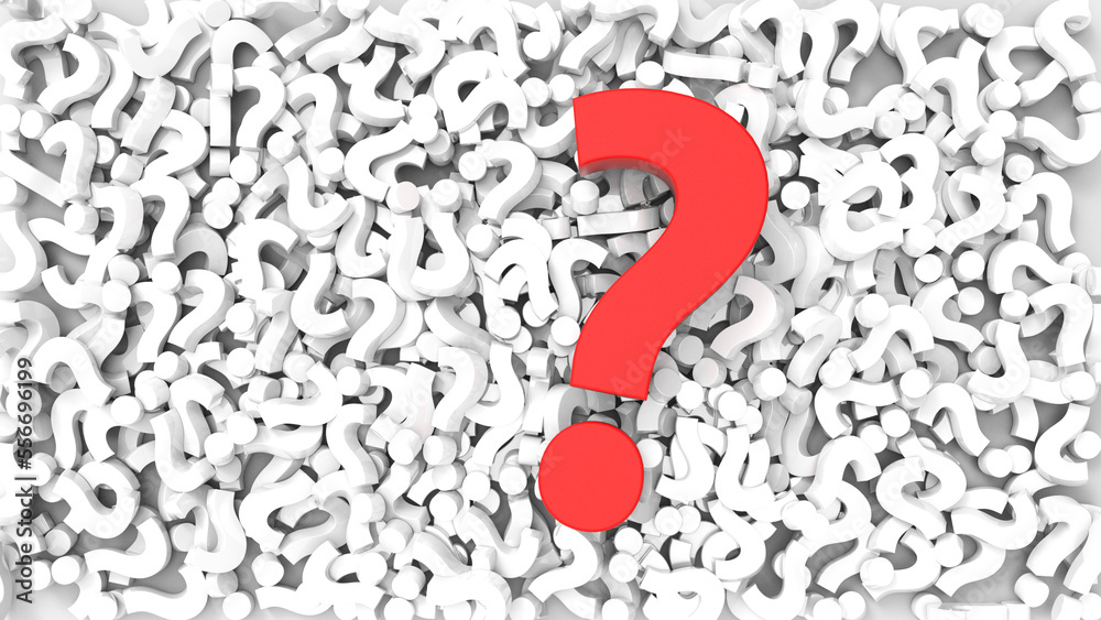 Red question mark in the crowded questions Stock Illustration | Adobe Stock