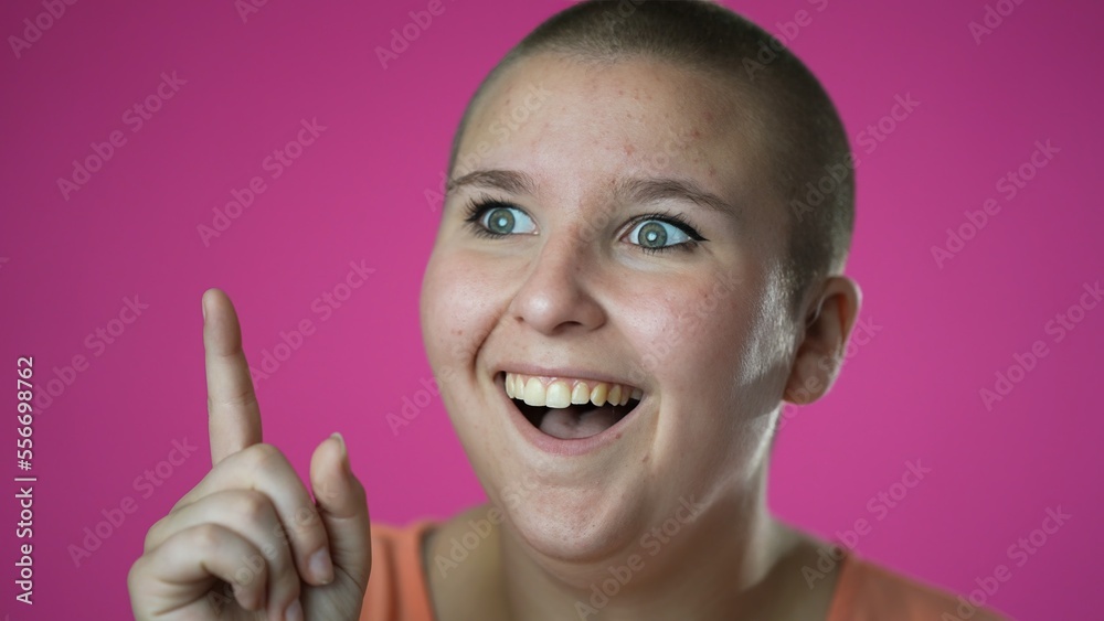 Closeup portrait of thinking, smart puzzled pensive young non binary ...