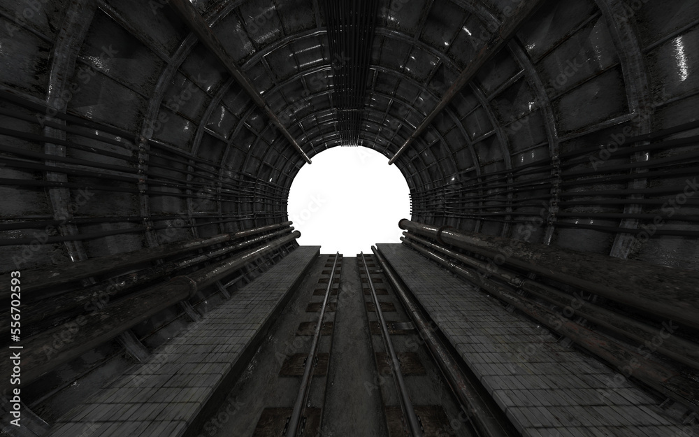 empty underground subway tunnel on white background Stock Illustration ...