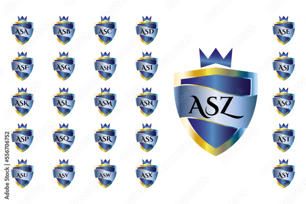 ASA to ASZ collection of shield logos with three capital letters Stock ...