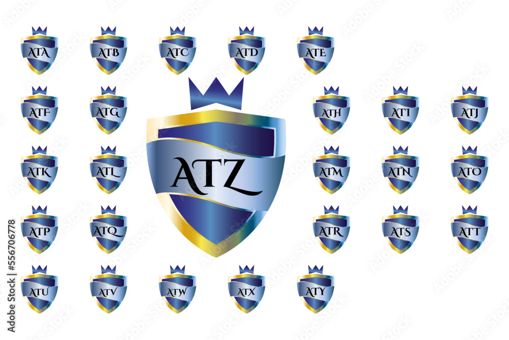 ATA to ATZ collection of shield logos with three capital letters Stock ...