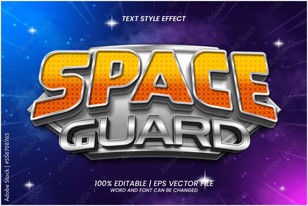 Space Guard Editable Text Effect 3D Style Stock Vector | Adobe Stock
