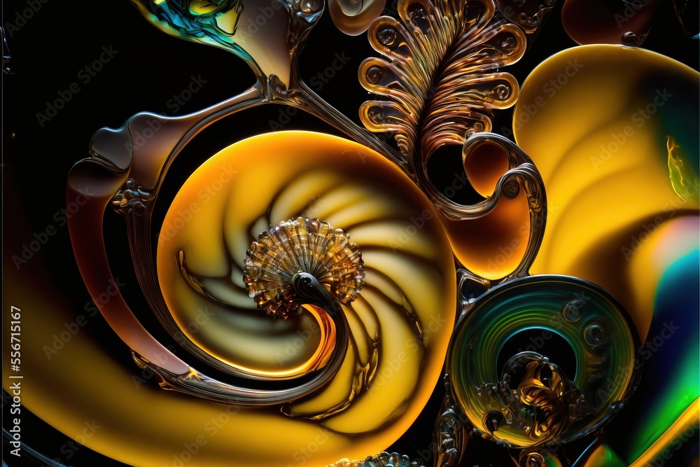 a computer generated image of a spiral design in yellow and green ...