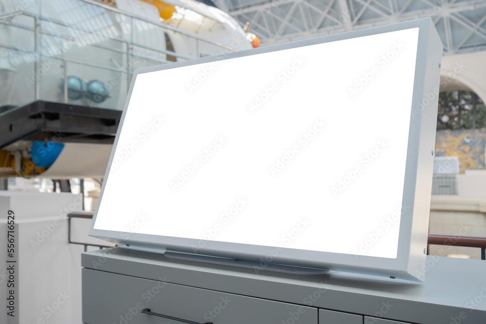 Horizontal blank digital interactive white display of electronic kiosk ...