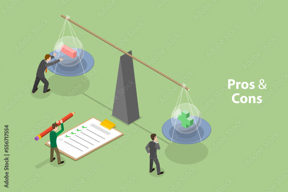3D Isometric Flat Vector Conceptual Illustration of Pros And Cons ...