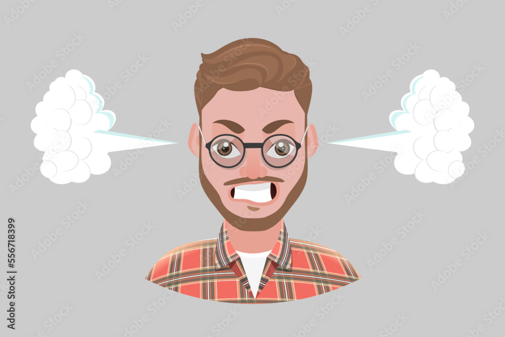 3D Isometric Flat Vector Conceptual Illustration of Angry Man, Furious ...