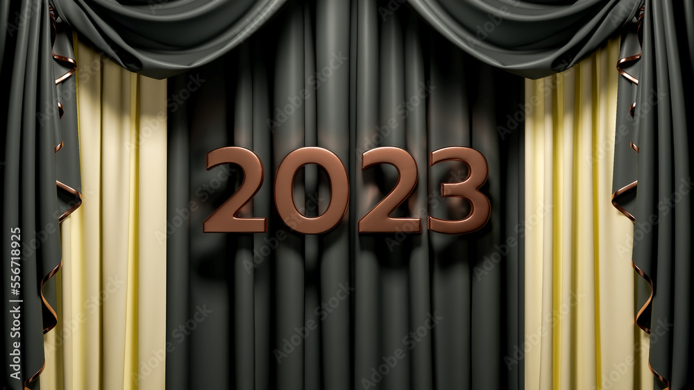 Happy New Year 2023 background image with bronze numbers in the middle ...