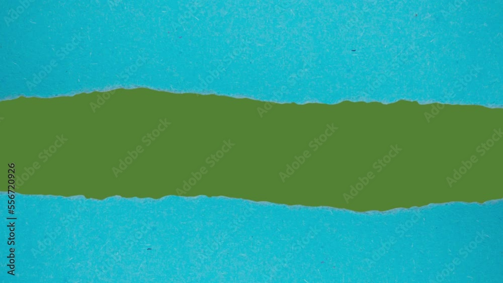 Blue ripped paper on green screen chroma key background. 4K paper ...