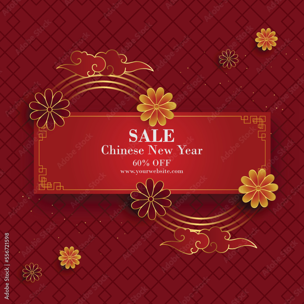 Chinese new year banner background design with illustration Stock ...