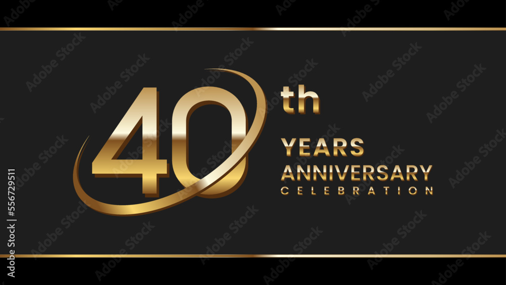 40th anniversary logo design with gold color ring and text. Logo Vector ...