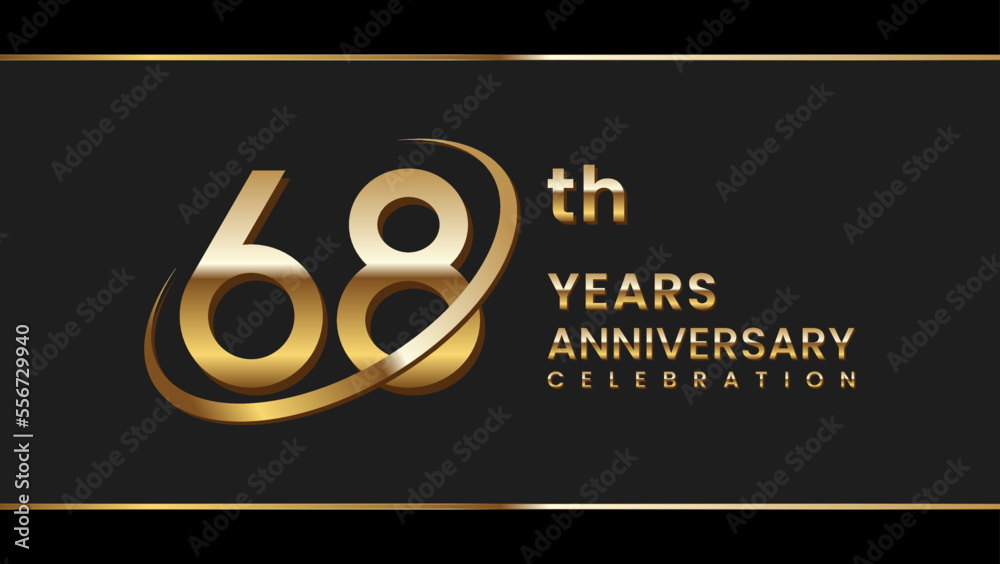 68th anniversary logo design with gold color ring and text. Logo Vector ...