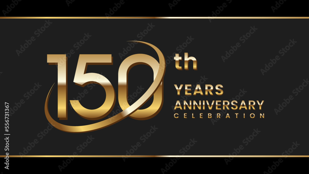 150th anniversary logo design with gold color ring and text. Logo ...