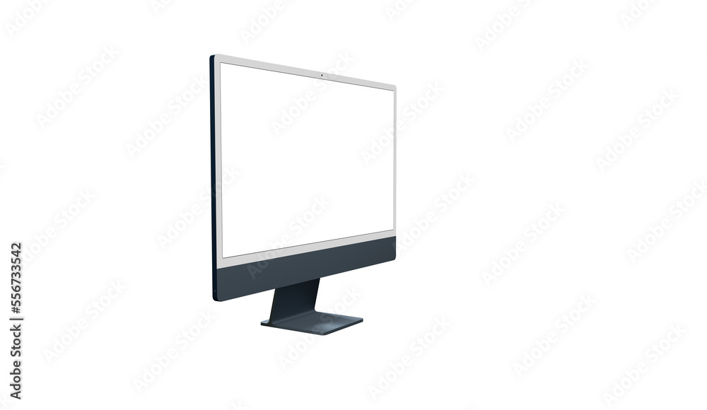 Computer monitor display with empty screen isolated on transparent ...