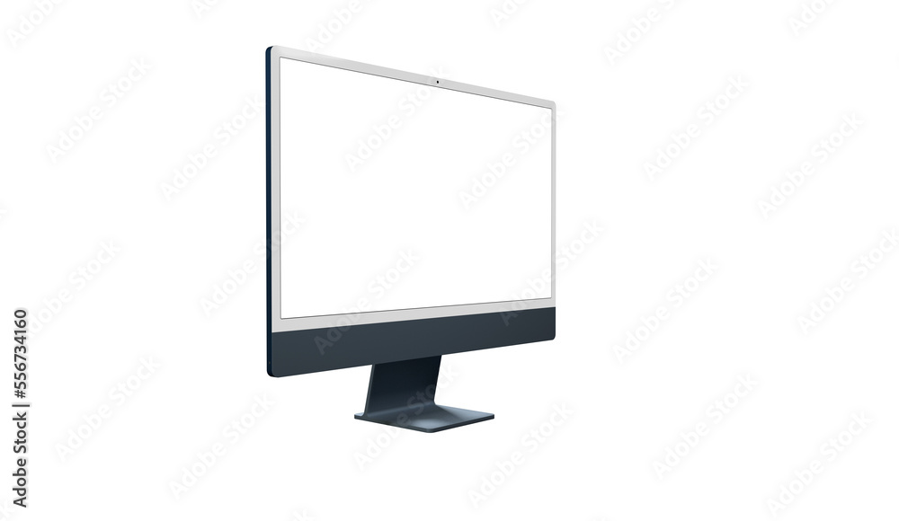 Computer monitor display with empty screen isolated on transparent ...