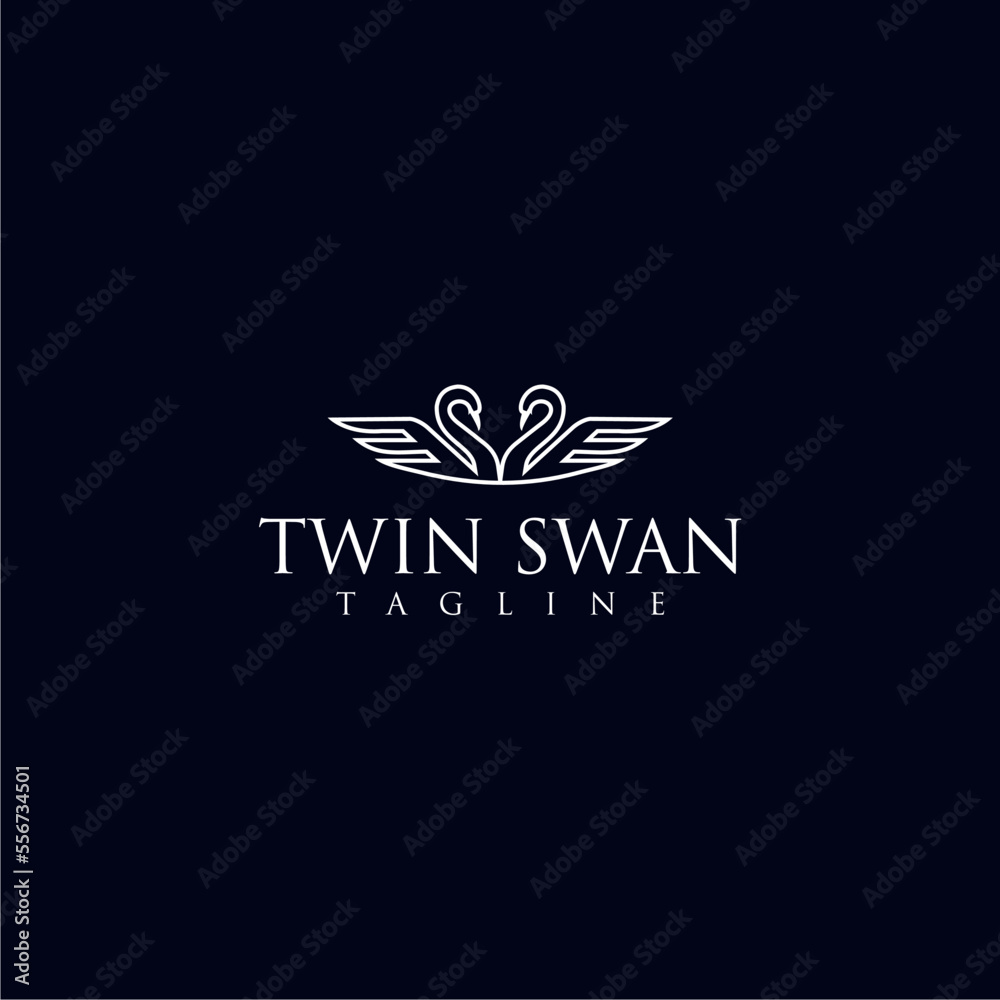 Twin swan illustration logo design suitable for beauty logo Stock ...