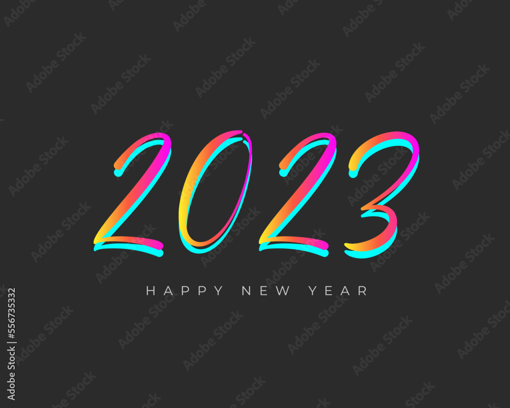 2023, Happy New Year 2023 text for Brochure design template, card ...