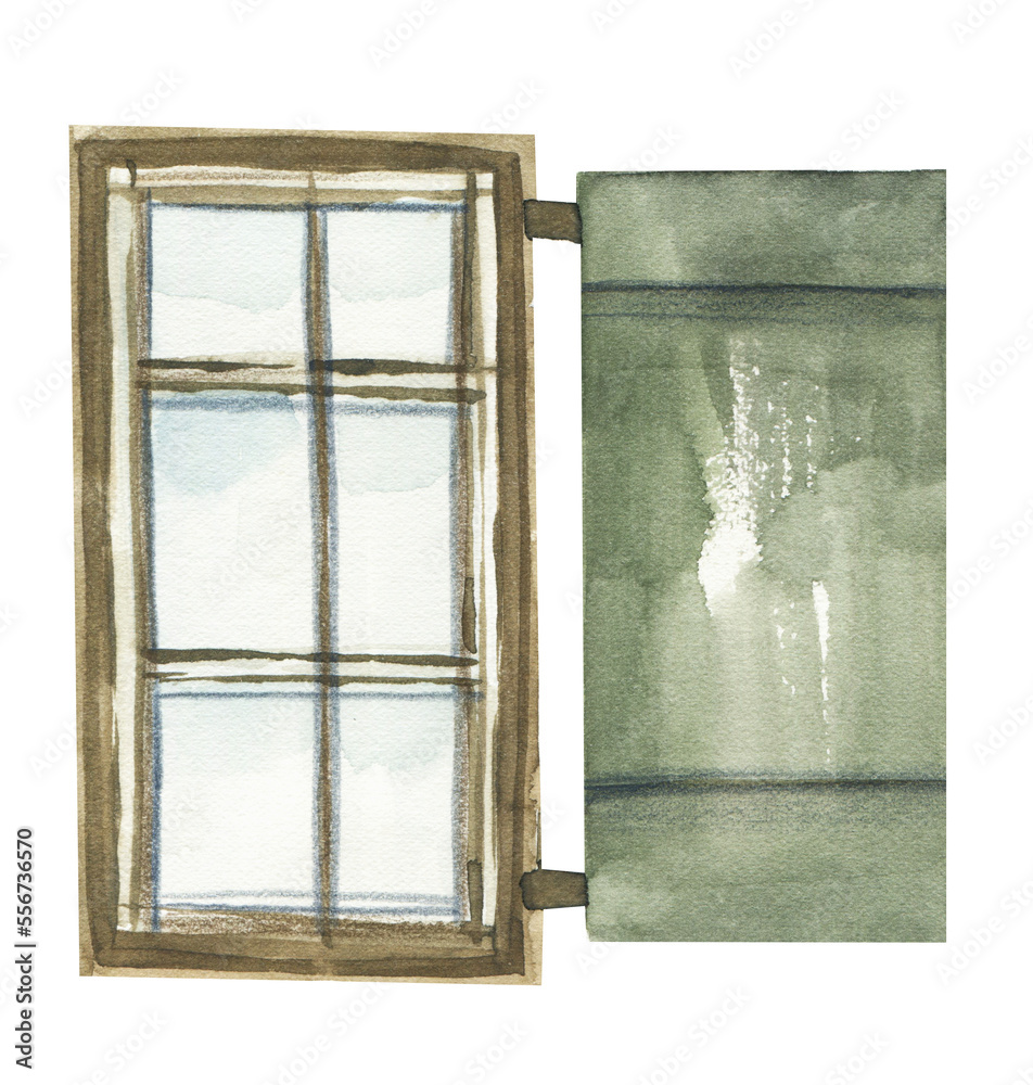 Watercolor window clipart. Digital png illustration. Stock Illustration ...