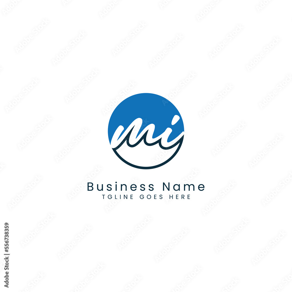 M I MI Initial letter handwritten and signature vector image template ...
