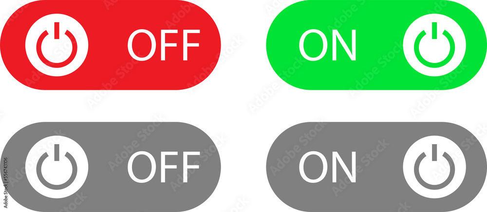Set of turn on and off buttons. Switch button signs. PNG image Stock ...