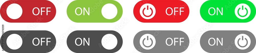 Switch button signs. Set of turn on and off buttons. PNG image Stock ...