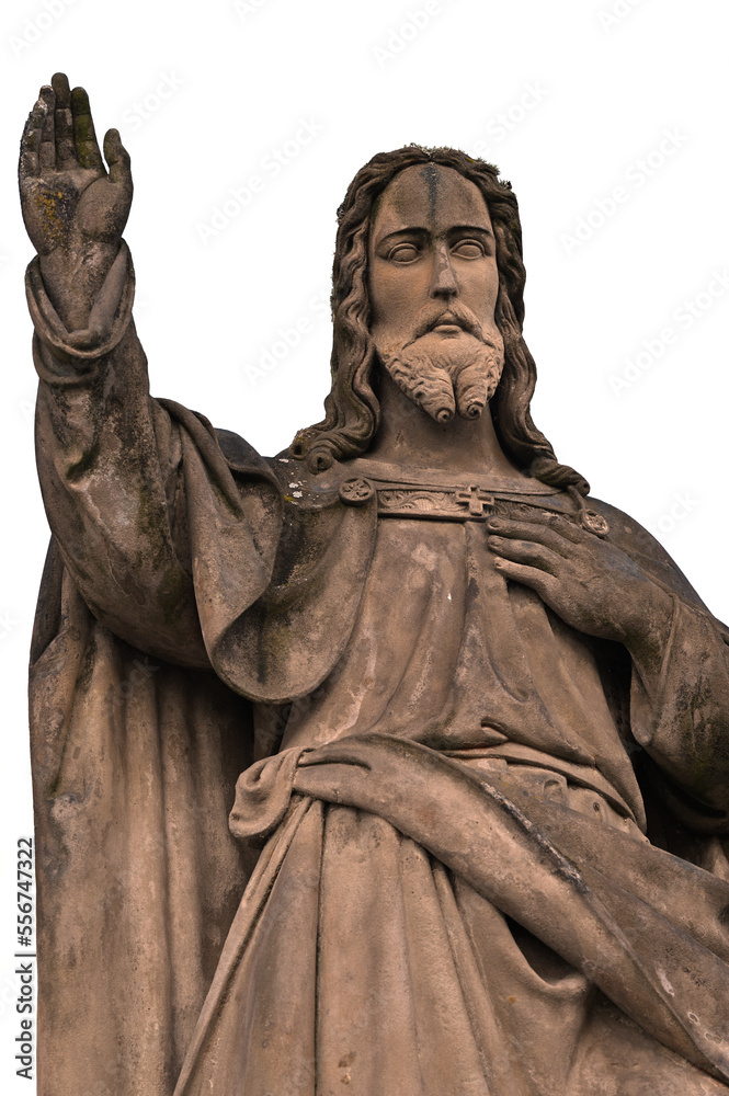 Old statue of Jesus Christ object isolated Stock Photo | Adobe Stock