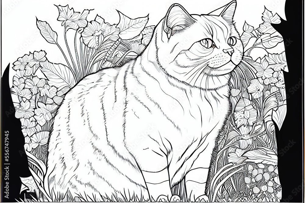 Coloring book page, line art for sketching, drawing Stock Illustration ...