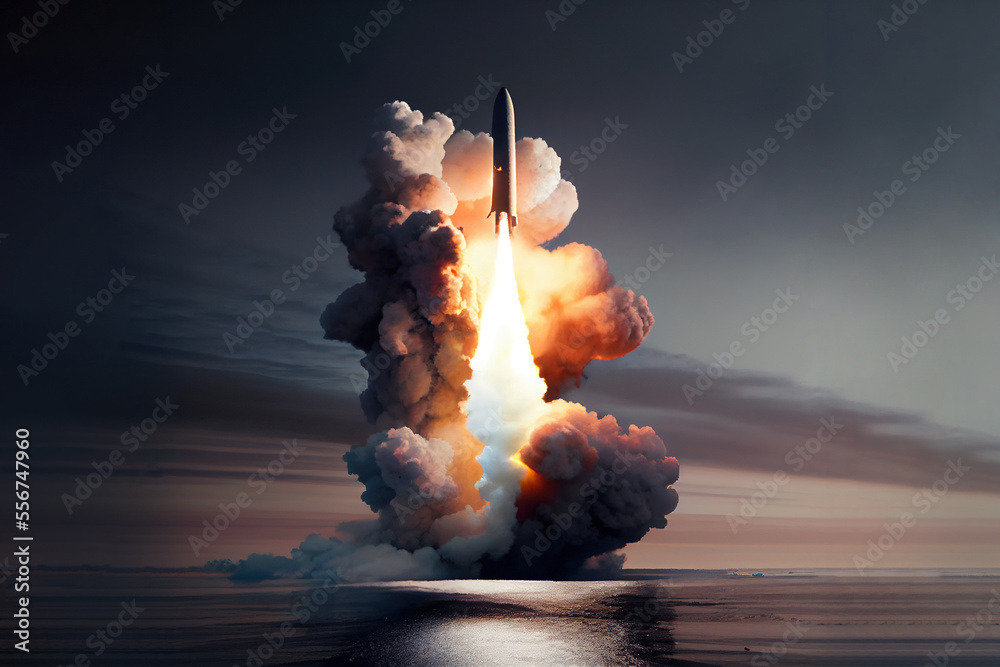 Ballistic missile launch from underwater. Generative Ai Stock ...