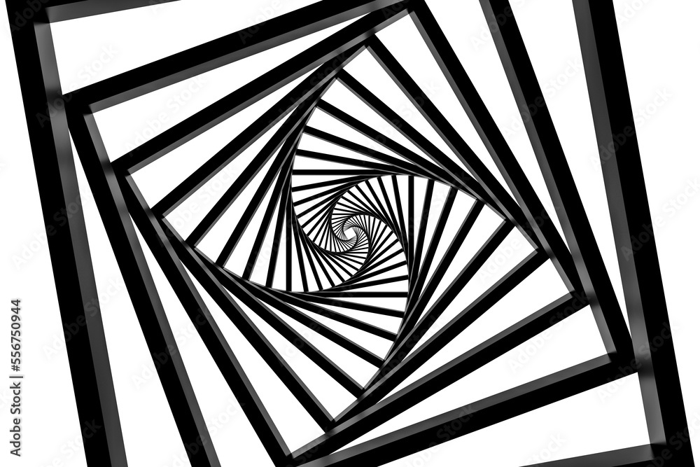 Digital black and white 3-Dimensional art Stock Illustration | Adobe Stock