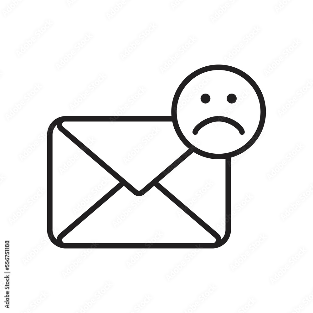 Sad message envelope icon design. Bad News, red Mail, Warning Letter ...