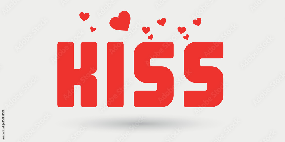 Kiss Word lettering digital print vector illustration Stock Vector ...