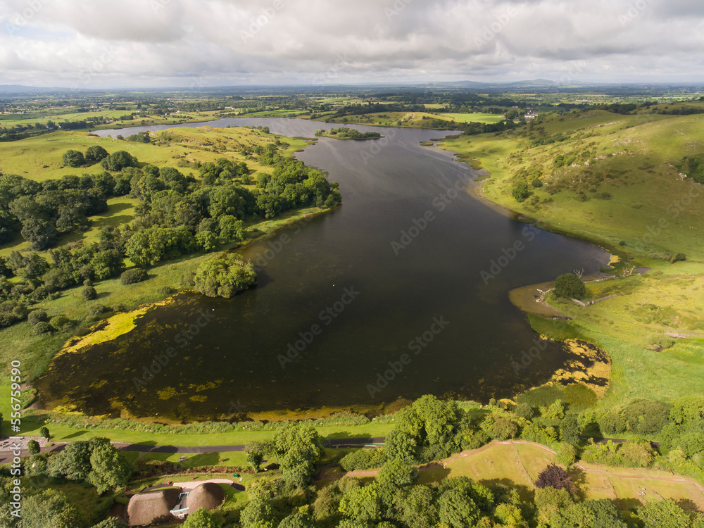 Aerial view of Lough Gur (Prehistoric site of the Lough Gur Stone ...