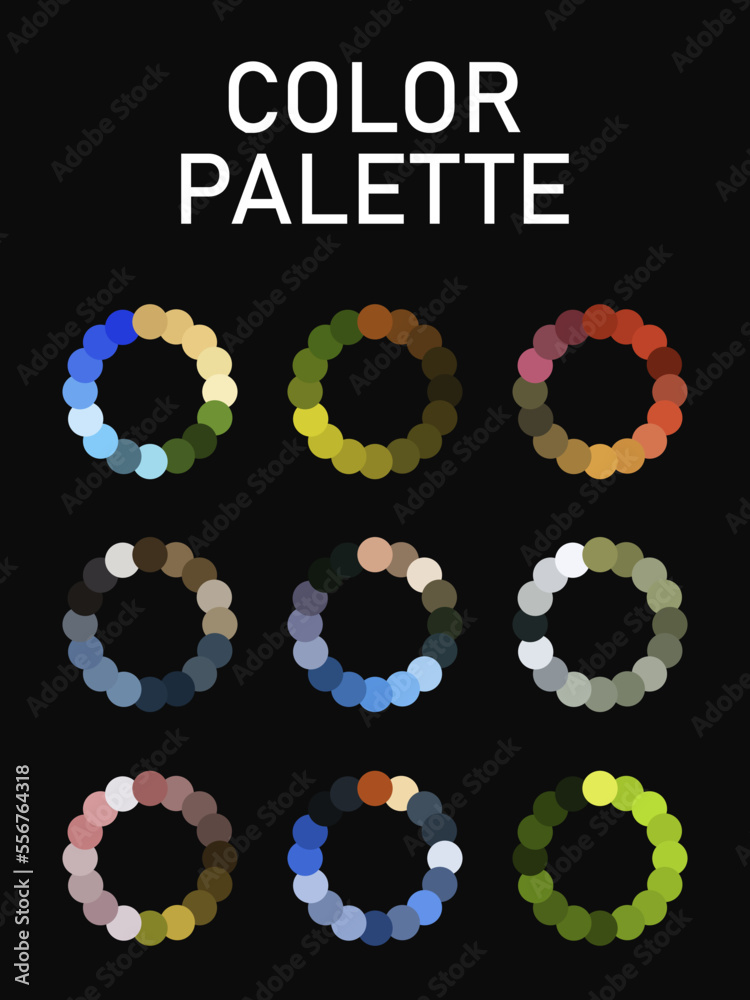 Large set of color palettes. Circular color palette. Vector ...