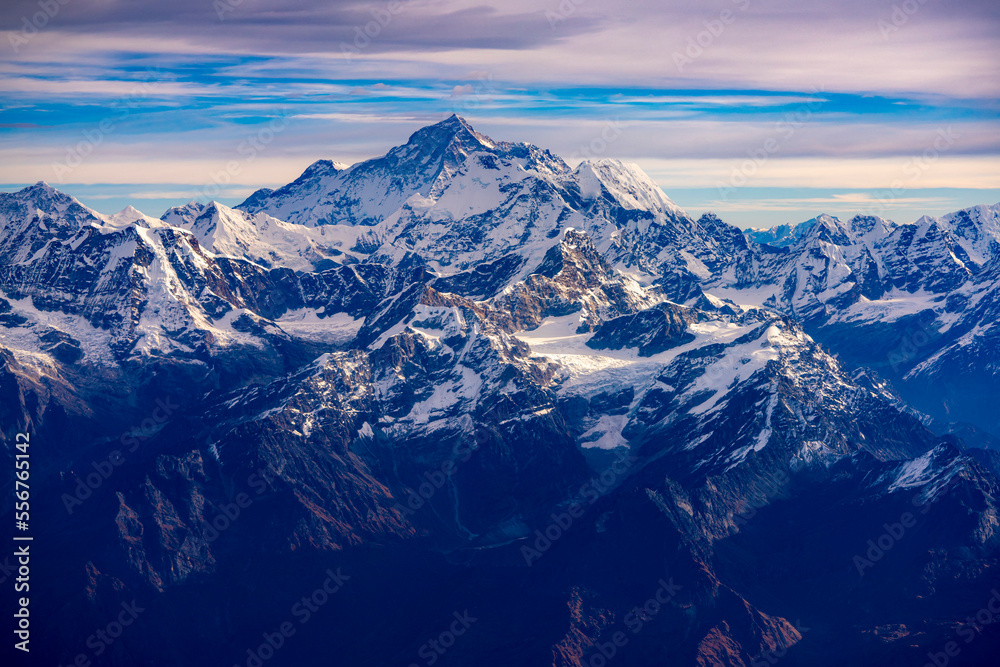 View of Mount Everest/Sagarmatha from a window on Dawn Kathmandu to ...