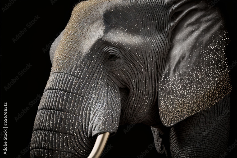 Photo & Art Print an elephant with white spots on its face and trunk, Oleg