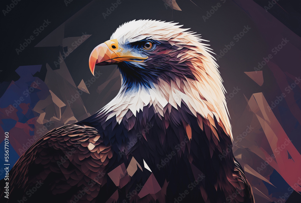 American bald eagle made up of polygon shapes. Created with generative ...