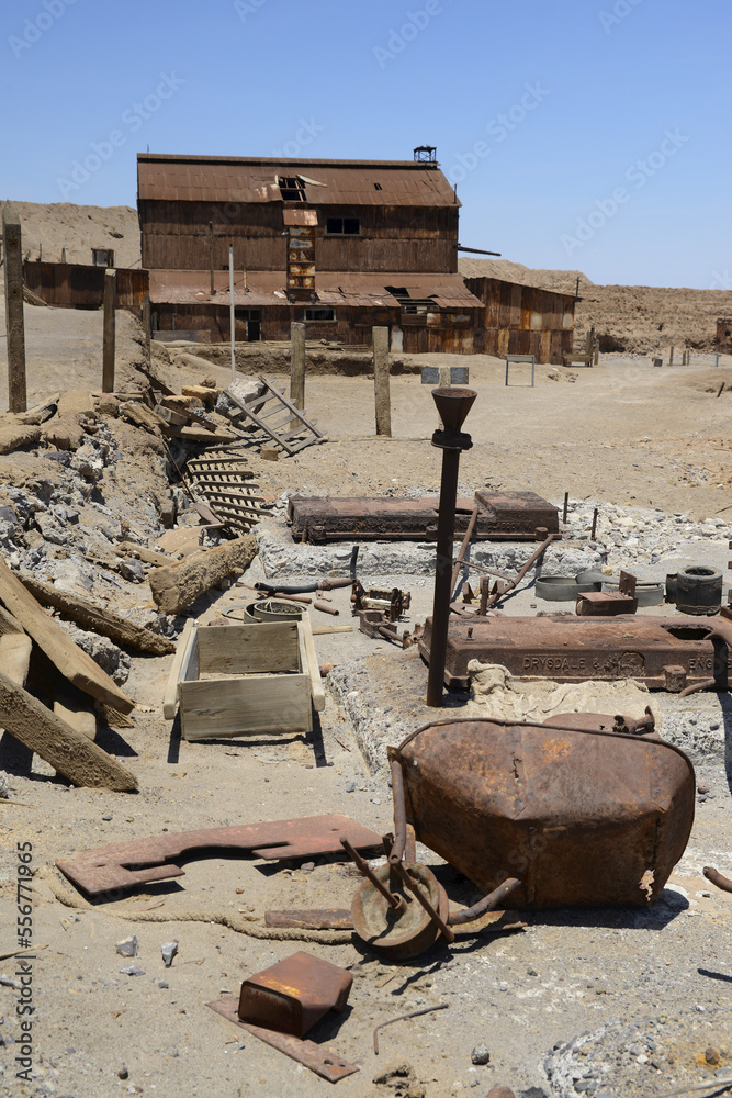 Deserted factory and old mine of Humberstone in the Atacama Desert in ...