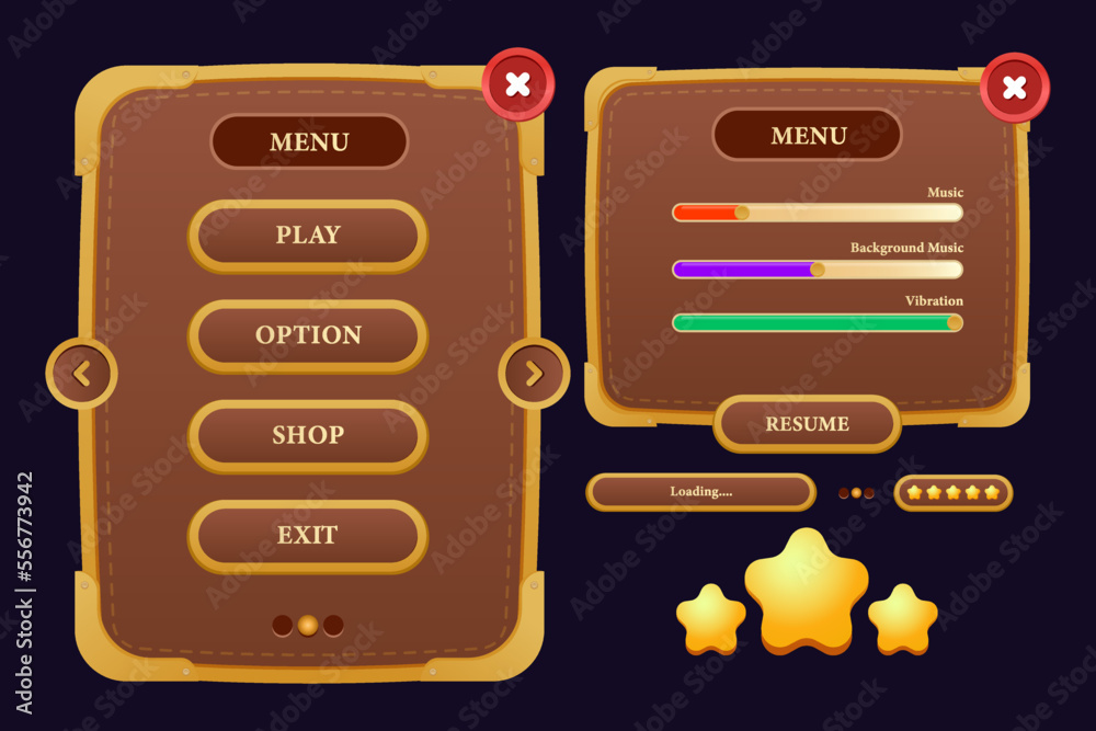 Game asset UI design cartoon element with elegant and colorful Stock ...