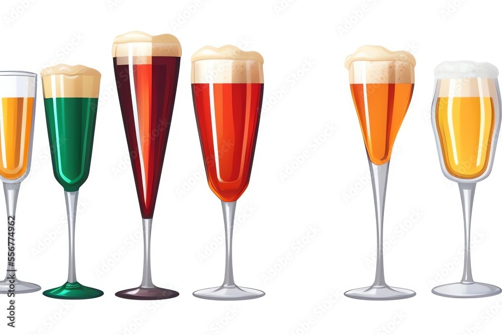 Bier und Cocktails in 2D - Generative AI Stock Illustration | Adobe Stock