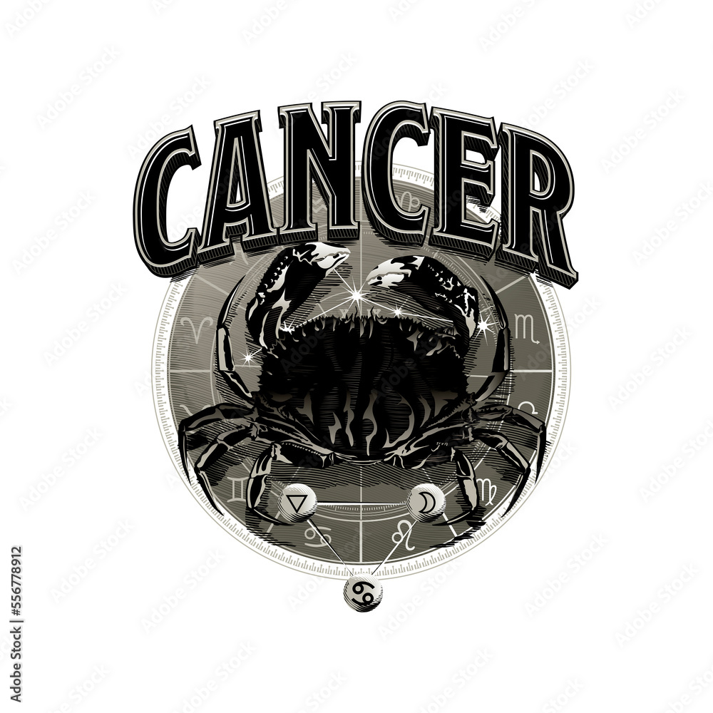 Cancer. Astrology. zodiac. Horoscope symbol in circle. Illustration ...