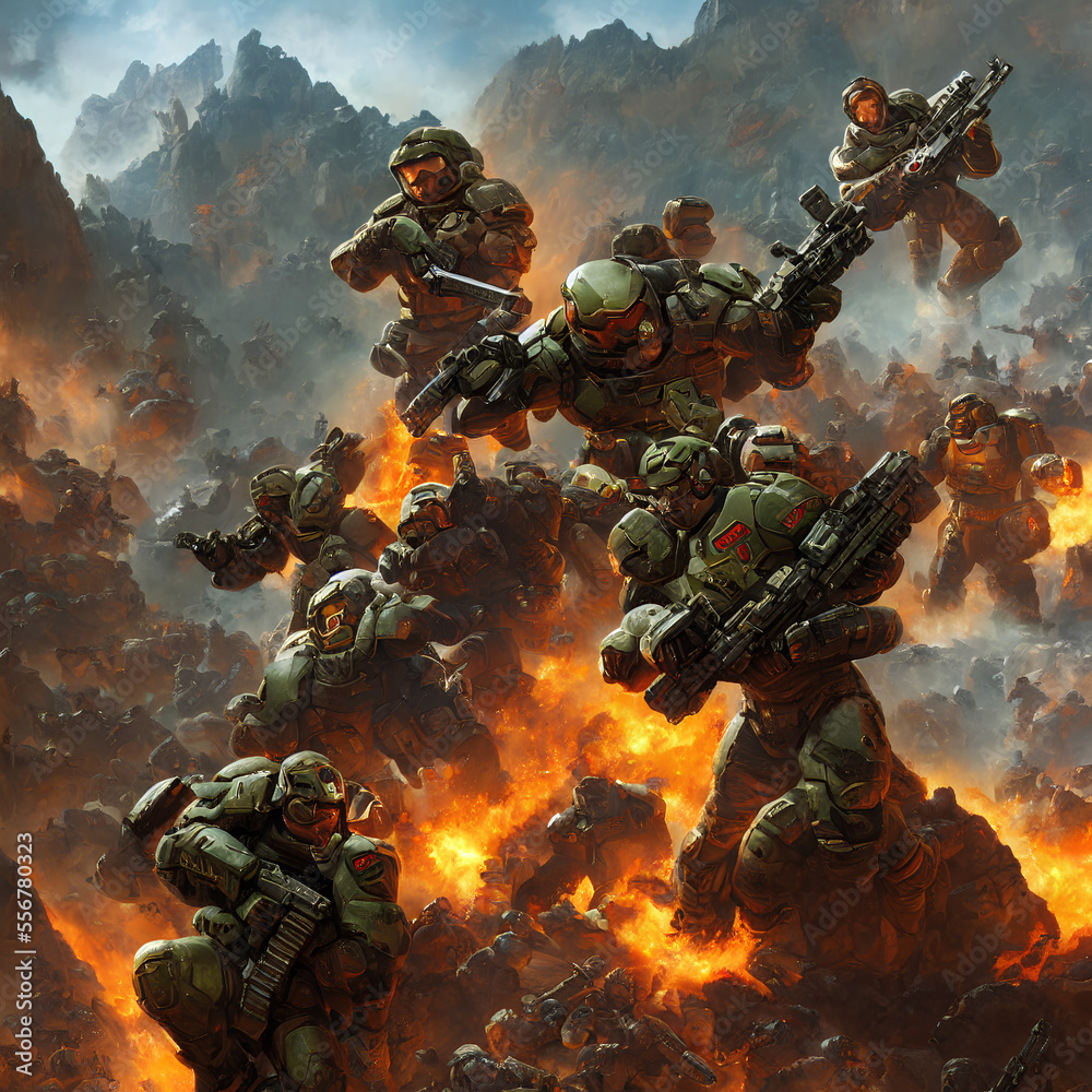 Doomguy Doom Eternal, detailed, centered,dnd character, digital ...