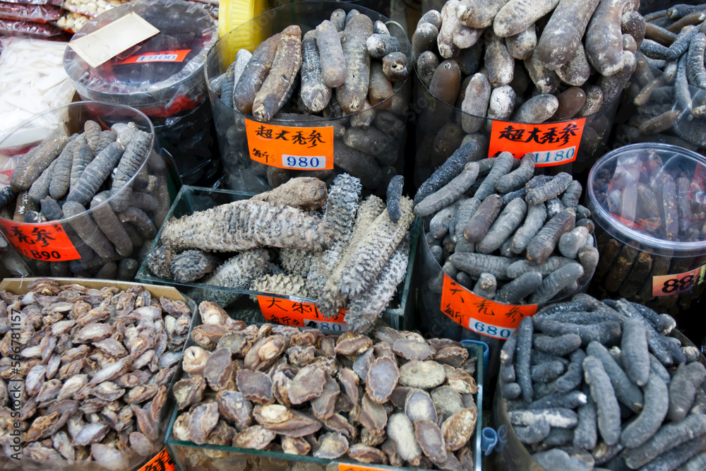 Dried sea creatures used for Chinese foods on display in Hong Kong ...